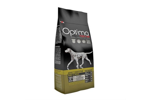 Optima Nova Adult Digestive hundefoder med Kanin