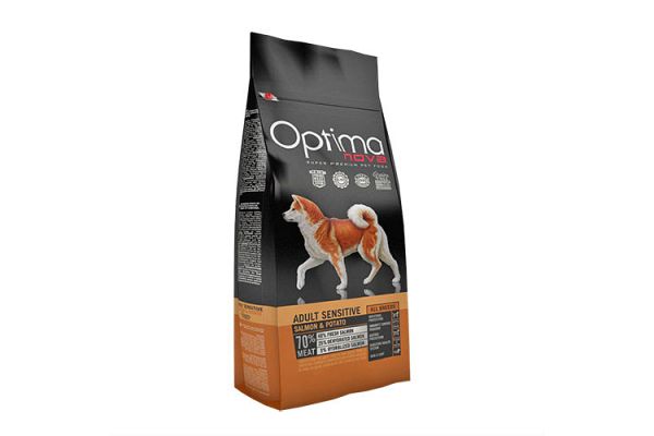 Optima Nova Adult Sensitive hundefoder med Laks